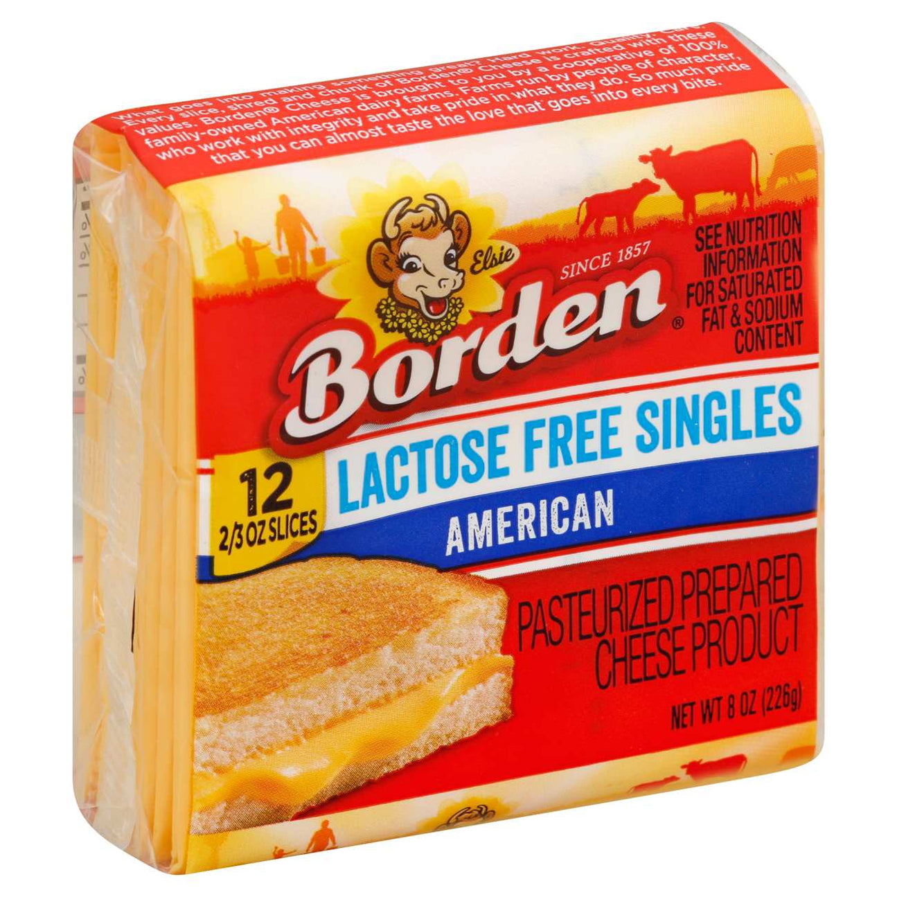 Borden Cheese Slices, American Singles Lactose Free, 8 Oz (Pack of 3 ...
