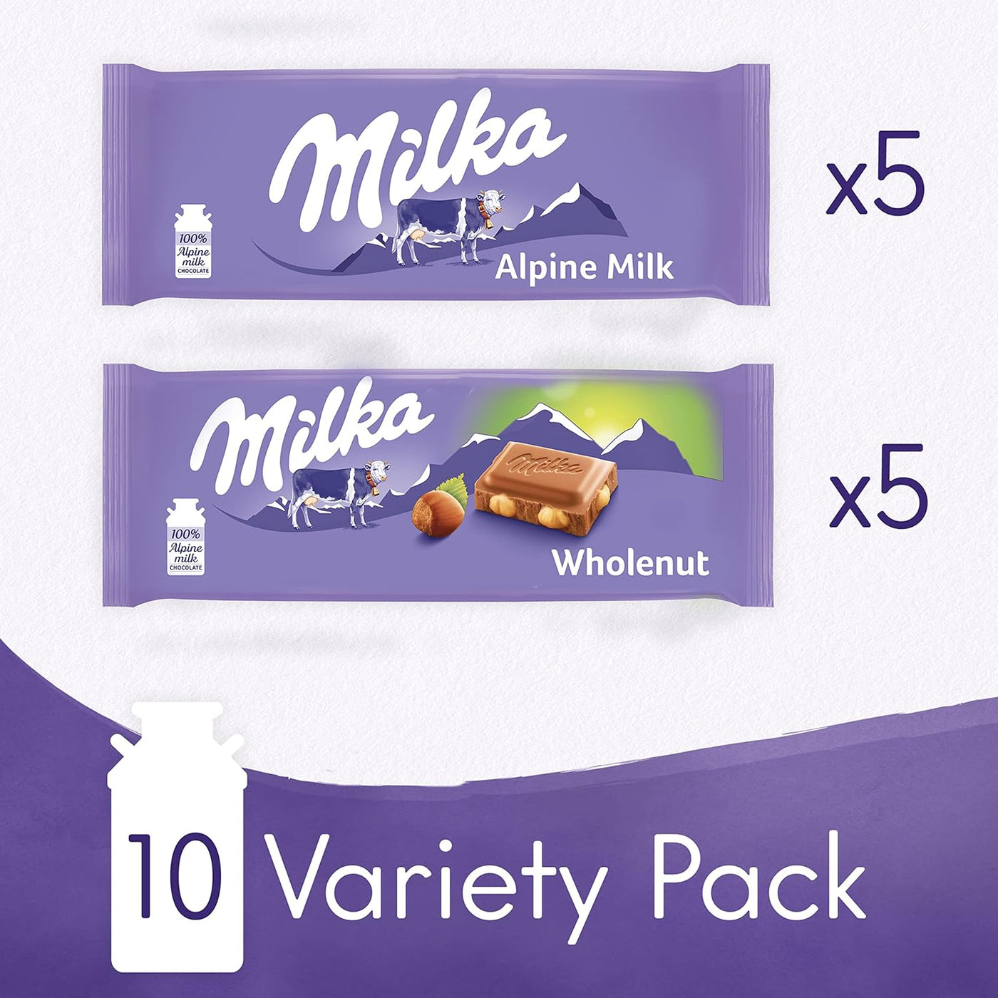 Milka Variety Pack, Alpine Milk Chocolate & Whole Hazelnut Chocolate B ...
