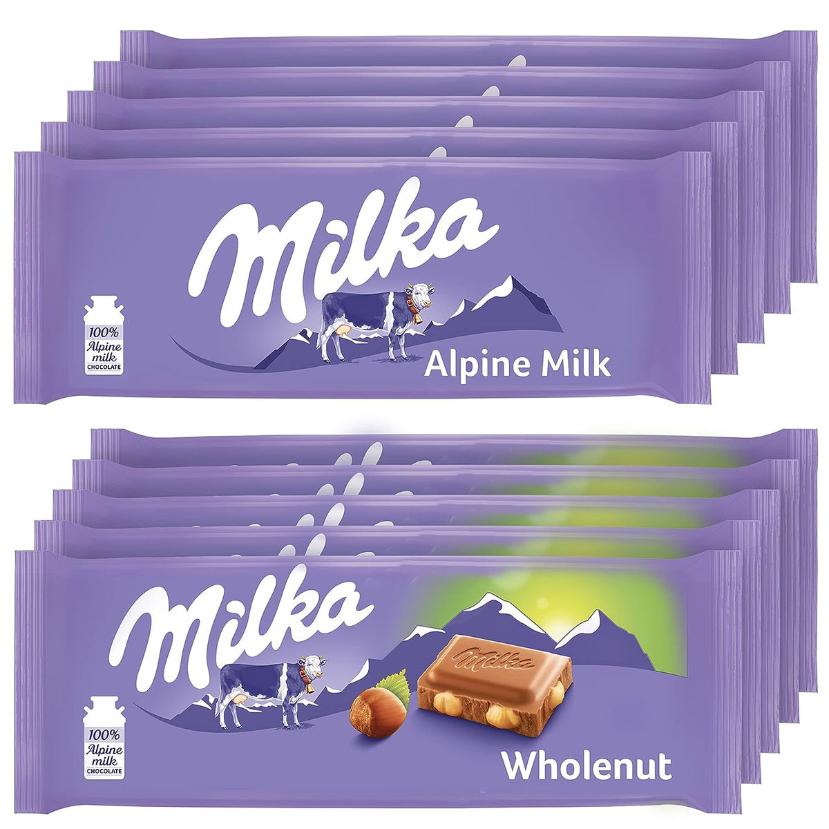 Milka Variety Pack, Alpine Milk Chocolate & Whole Hazelnut Chocolate B ...