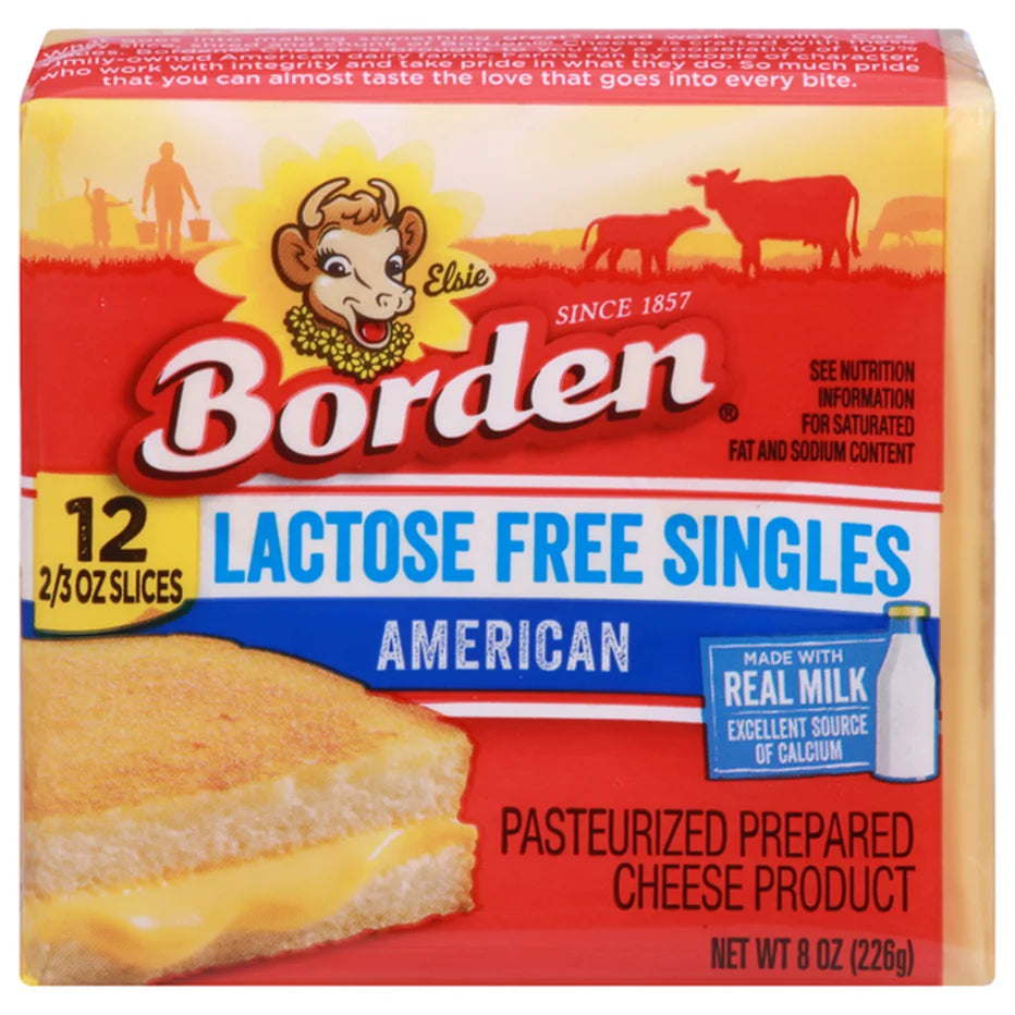 Borden Cheese Slices, American Singles Lactose Free, 8 Oz (Pack of 3 ...